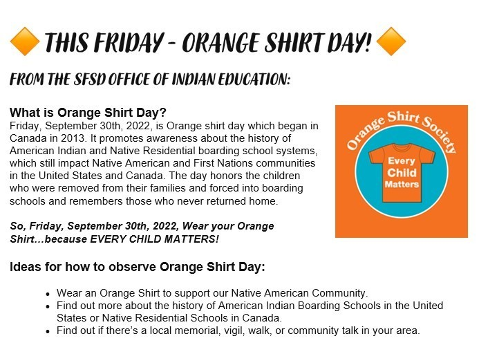 This Friday, September 30th - Orange Shirt Day | Oscar Howe Elementary ...